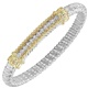 14k Yellow Gold, Sterling Silver & Diamond Row, Moire Beading Bangle Bracelet by Alwand Vahan