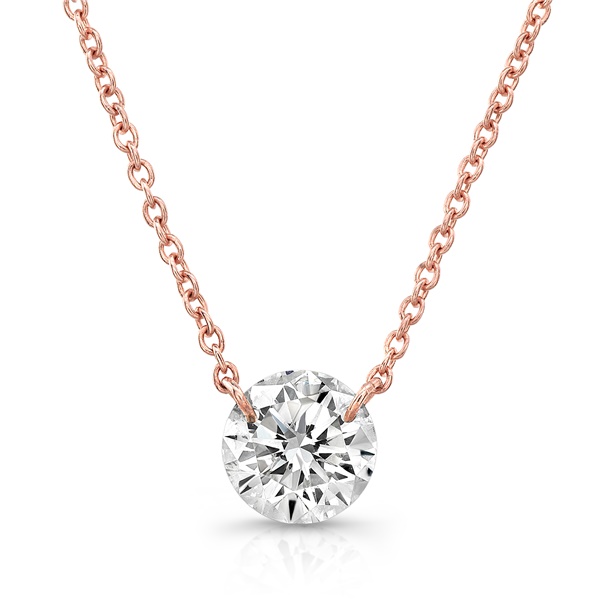 14K Rose Gold Floating Diamond Necklace