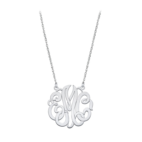 Small Sterling Silver Script Monogram Necklace - Necklaces