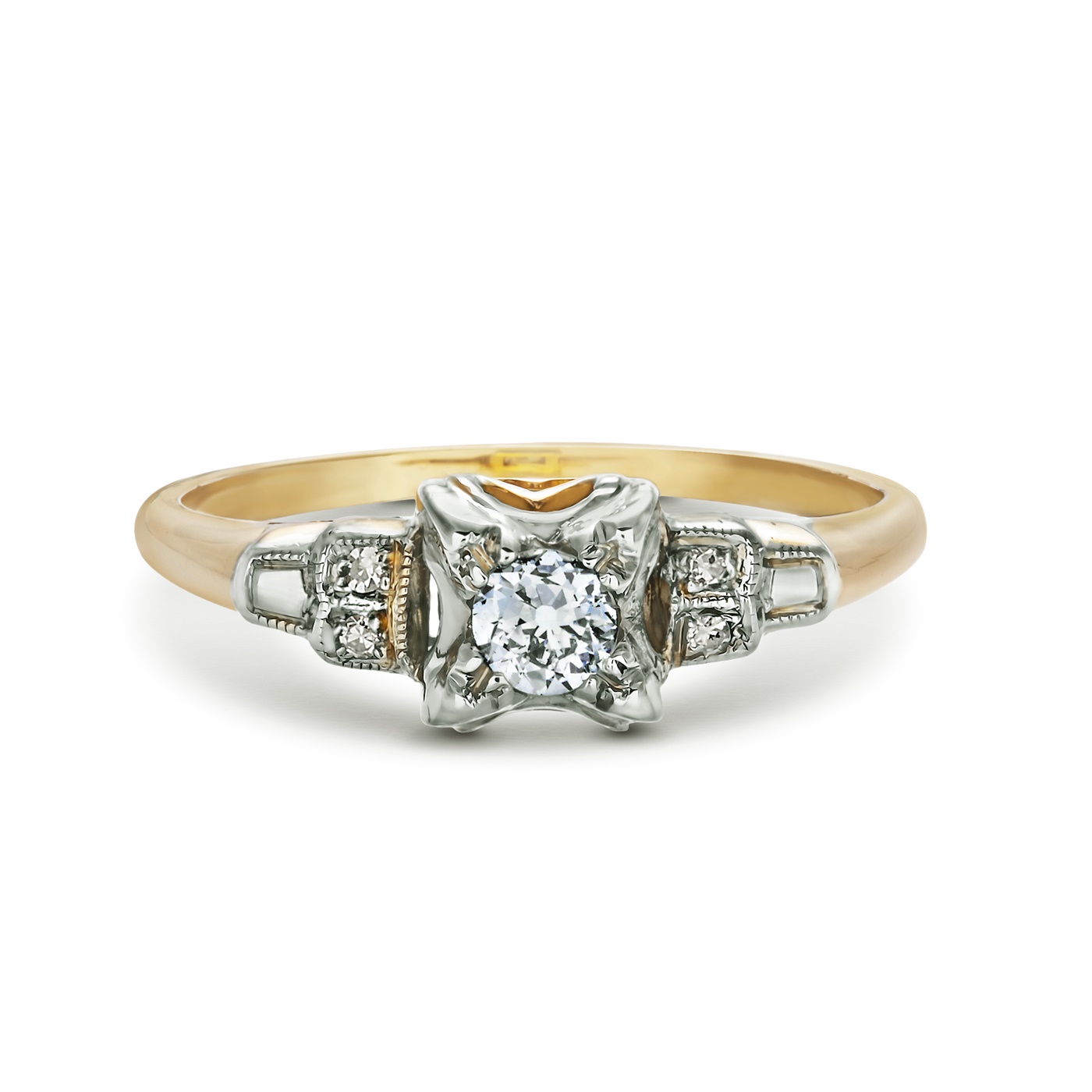 Vintage Yellow Gold & Diamond Promise Ring
