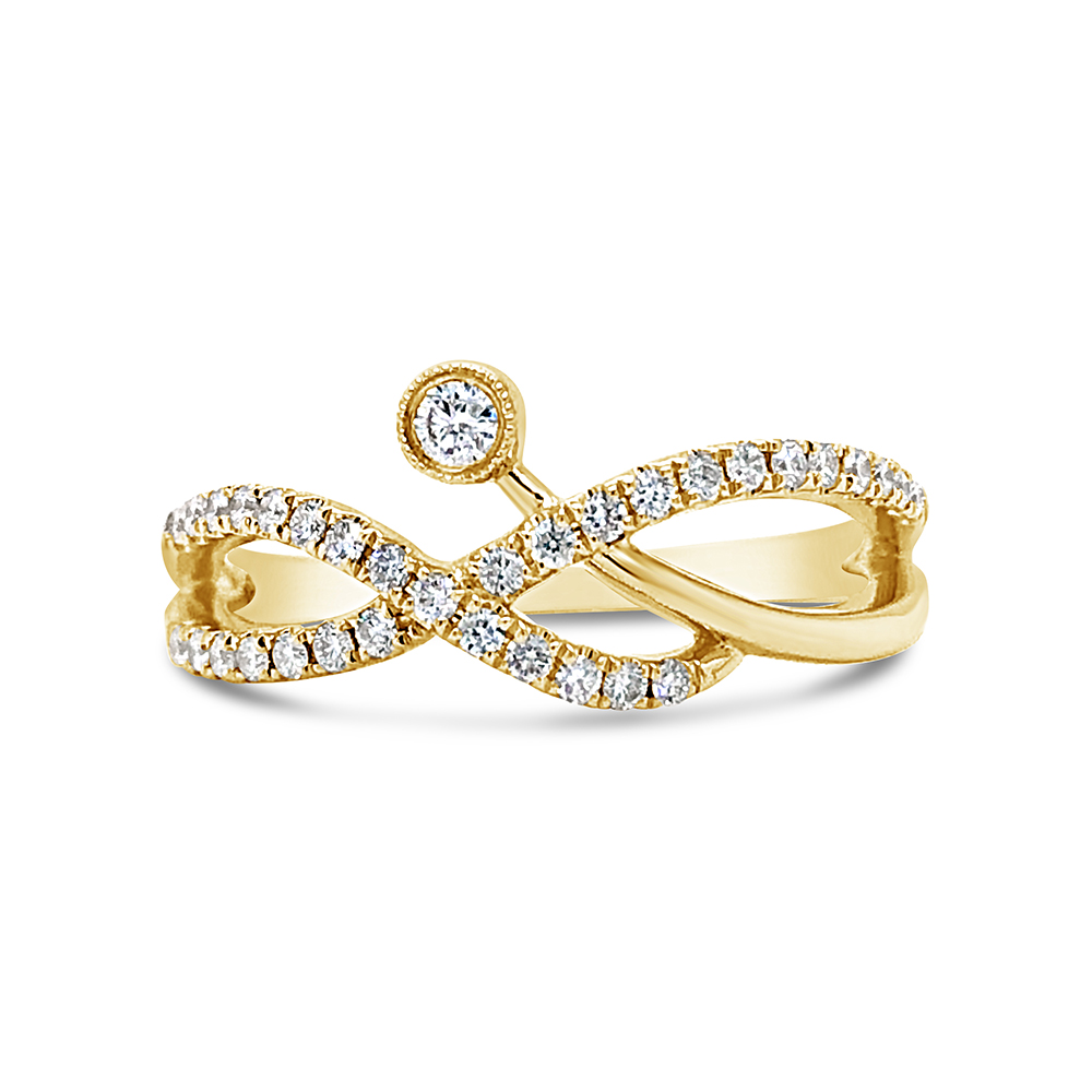 14k Yellow Gold & .25ctw Twist Diamond Ring